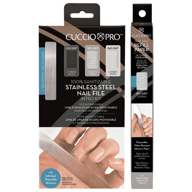 Cuccio Stainless Steel Nail File Kit with 180-Grit Refills - Cuccio ...
