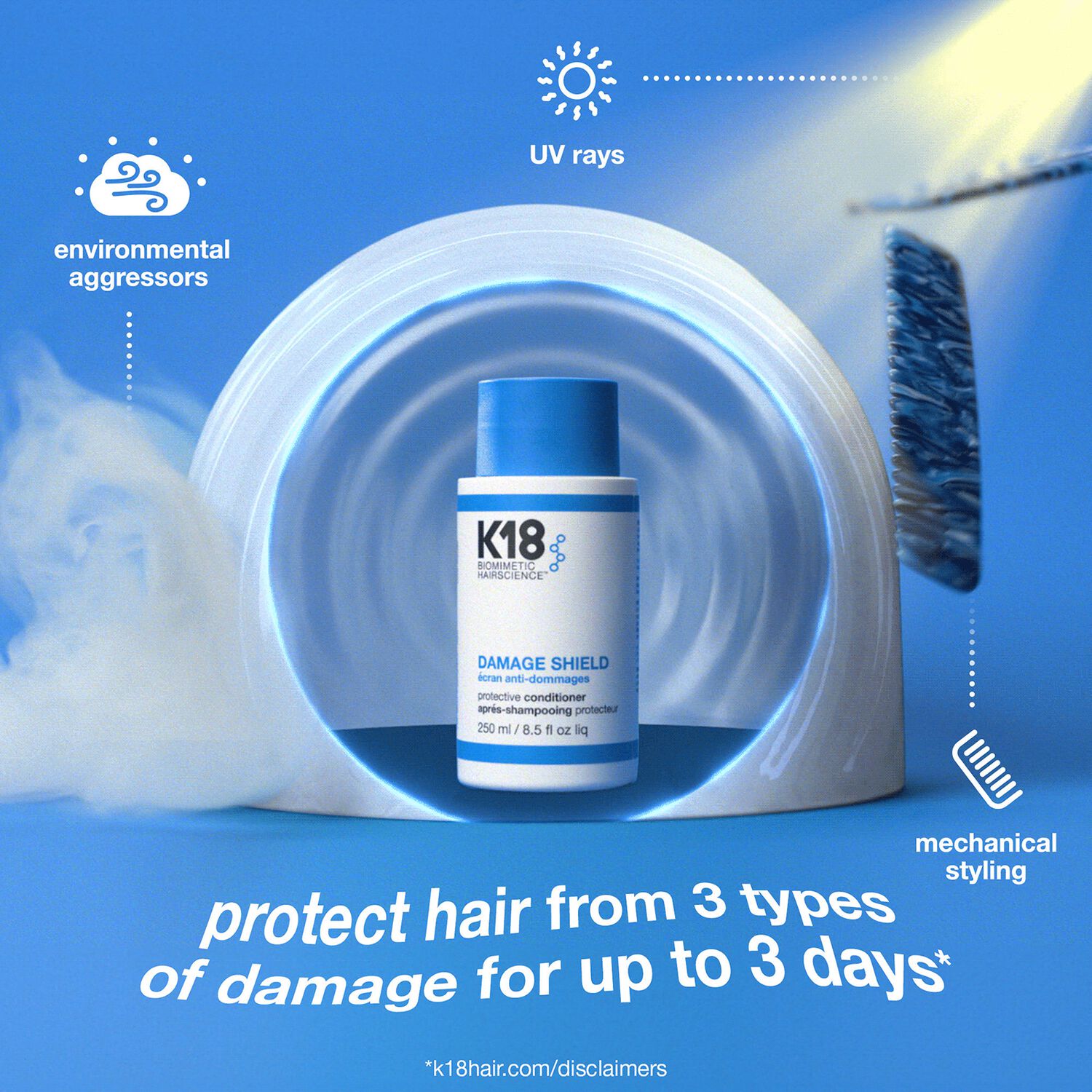 Damage Shield Protective Conditioner - K18 Biomimetic Hairscience | CosmoProf