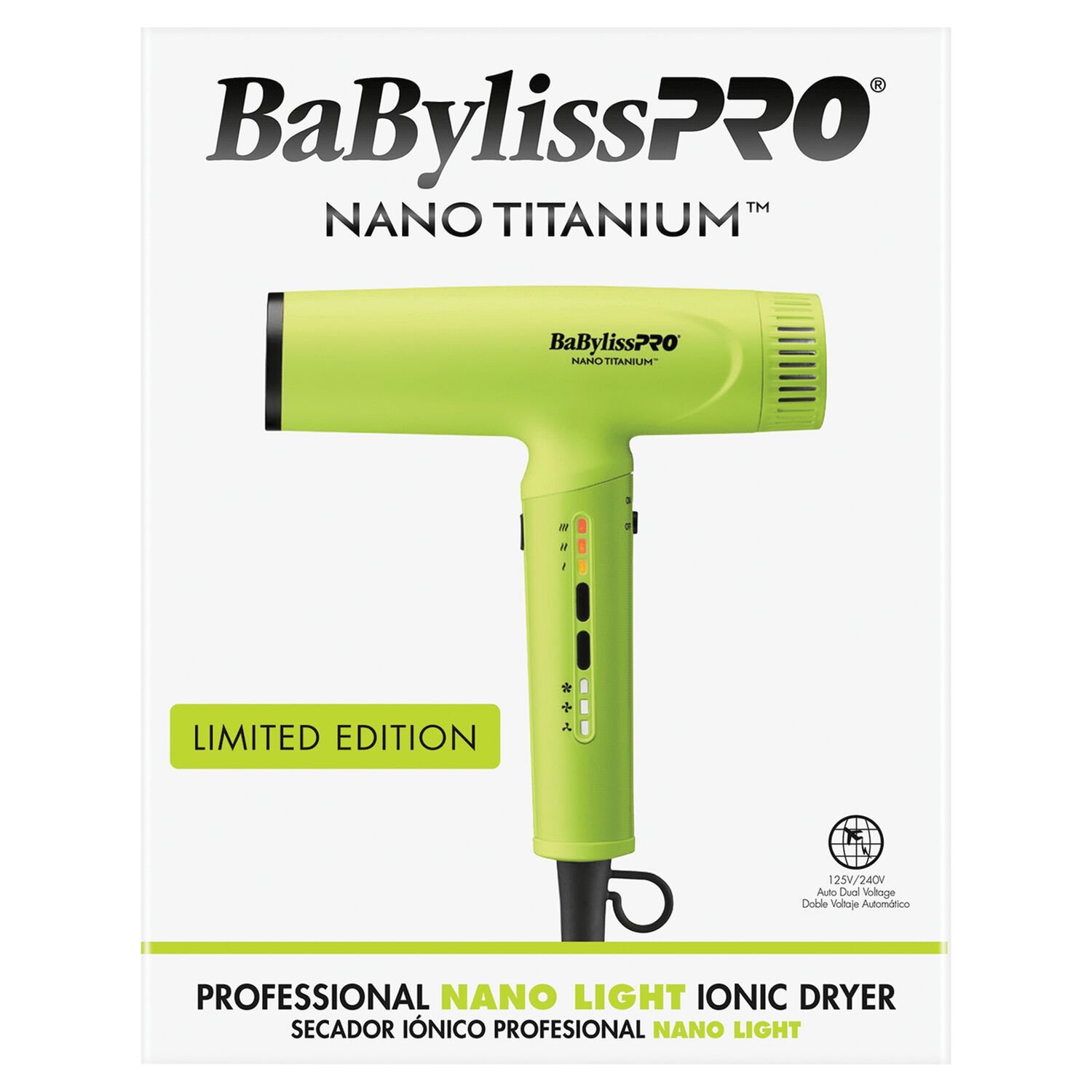 Neon Green Nano Titanium Light Ionic Dryer - BaBylissPRO | CosmoProf