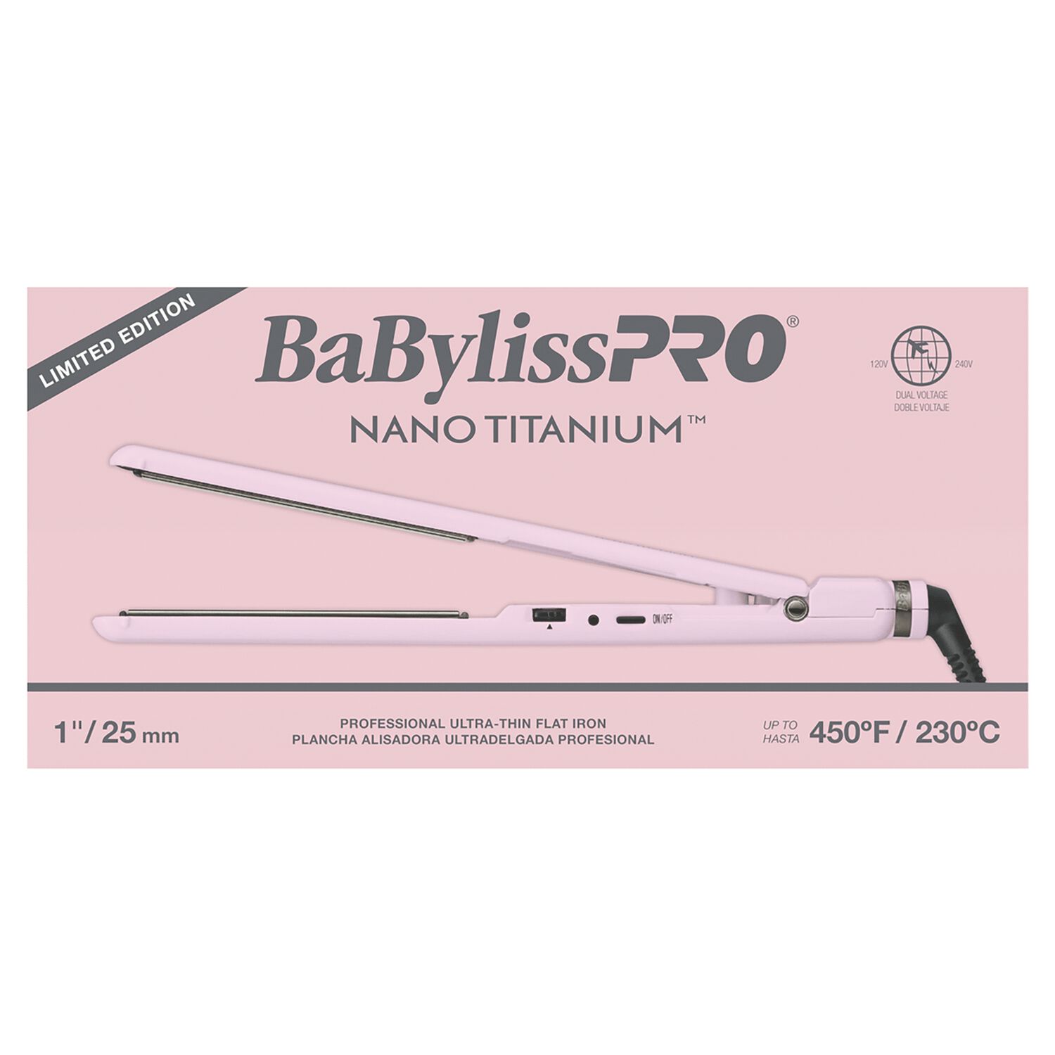 Pink Nano Titanium 1 Inch Ultra-Thin Flat Iron - BaBylissPRO | CosmoProf