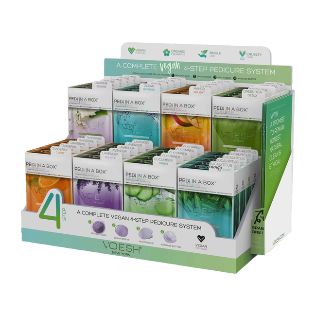 Voesh Deluxe 4-Step Pedi Kit - 40 Piece Display - Voesh | CosmoProf