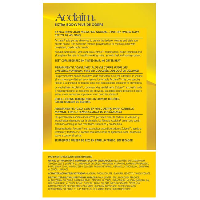 Acclaim Extra Body Acid Perm for Normal, Fine or Tinted Hair - Zotos ...