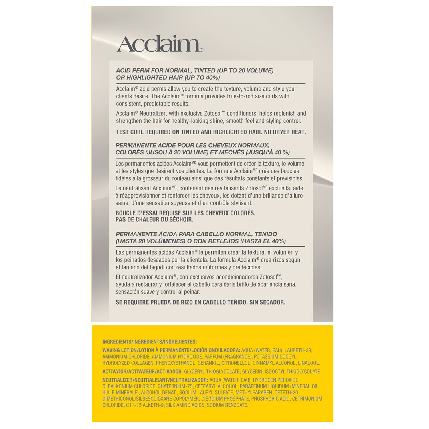 Acclaim Acid Perm for Normal, Tinted or Highlighted Hair - Zotos ...