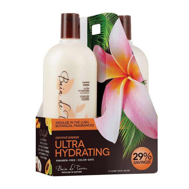 Ultra Hydrating Coconut Papaya Shampoo,Conditioner Liter Duo - Bain de Terre | CosmoProf