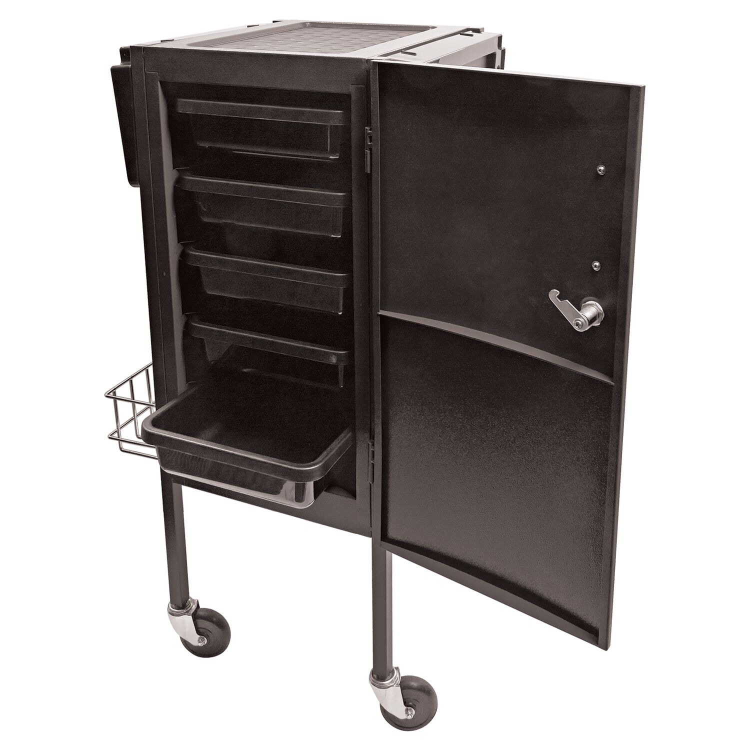 Black Metal Locking Trolley - Modern Elements | CosmoProf