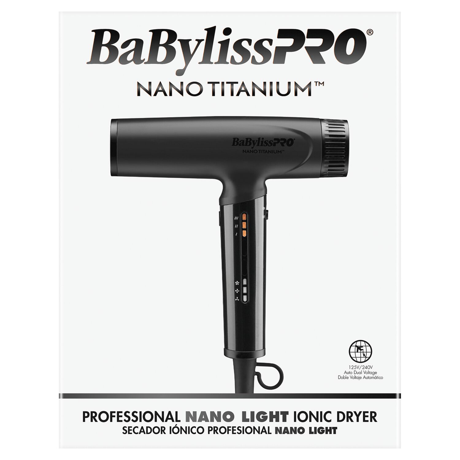 Black Nano Titanium Light Ionic Dryer - BaBylissPRO | CosmoProf