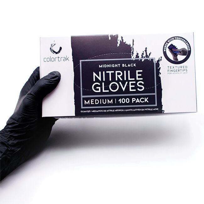 Medium Midnight Black Nitrile Gloves - Colortrak | CosmoProf
