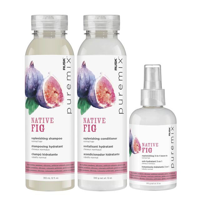 PureMix Native Fig Shampoo, Conditioner, Leave-In Intro - Rusk | CosmoProf
