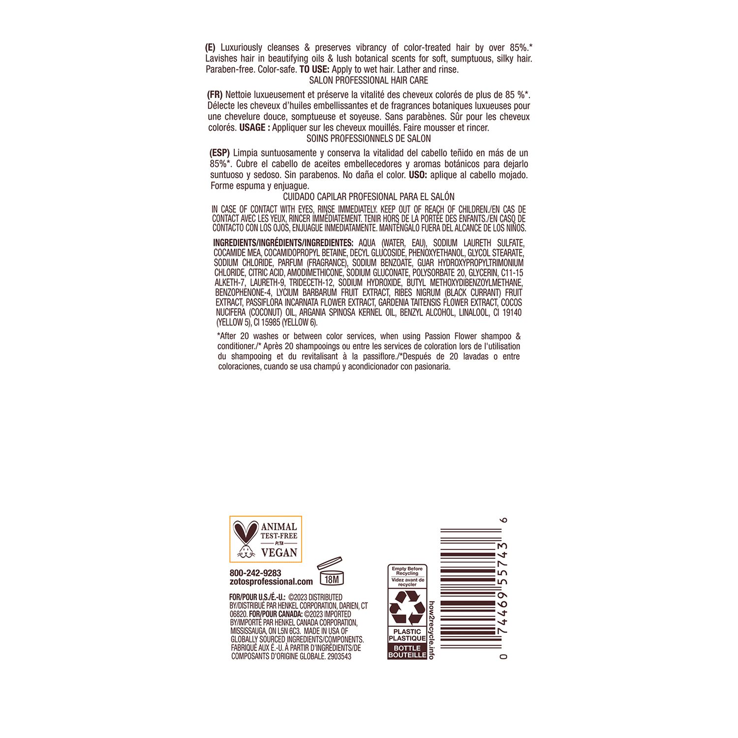 Passion Flower Color Preserving Shampoo - Bain de Terre | CosmoProf