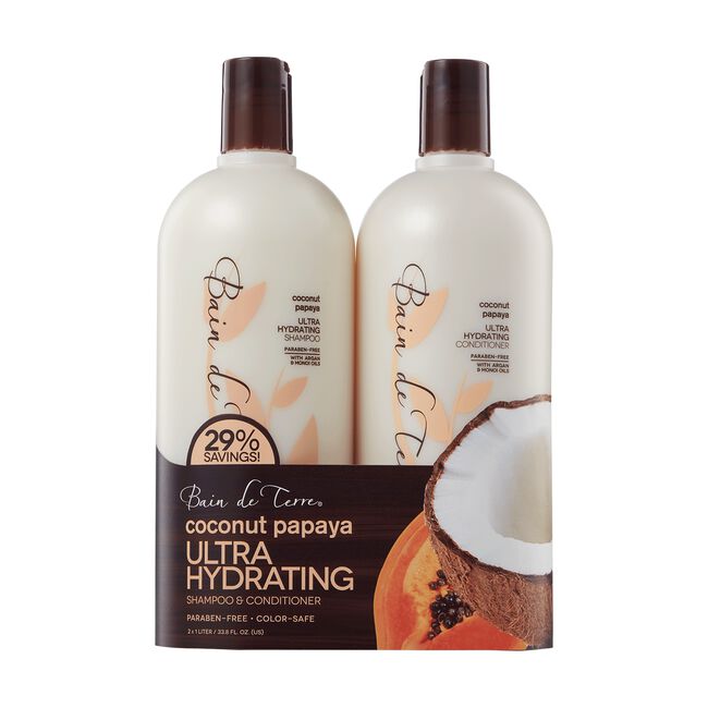 Coconut Papaya Shampoo, Conditioner Liter Duo - Bain de Terre | CosmoProf