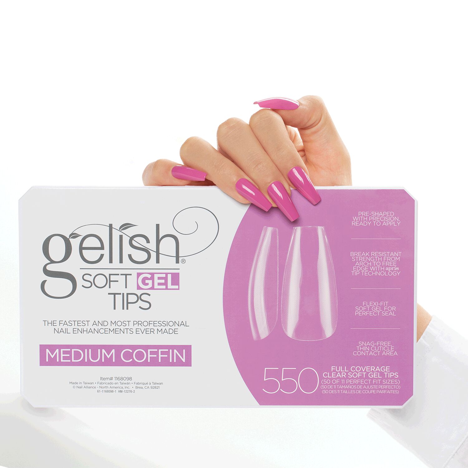 Medium Coffin Soft Gel Tips - Gelish | CosmoProf