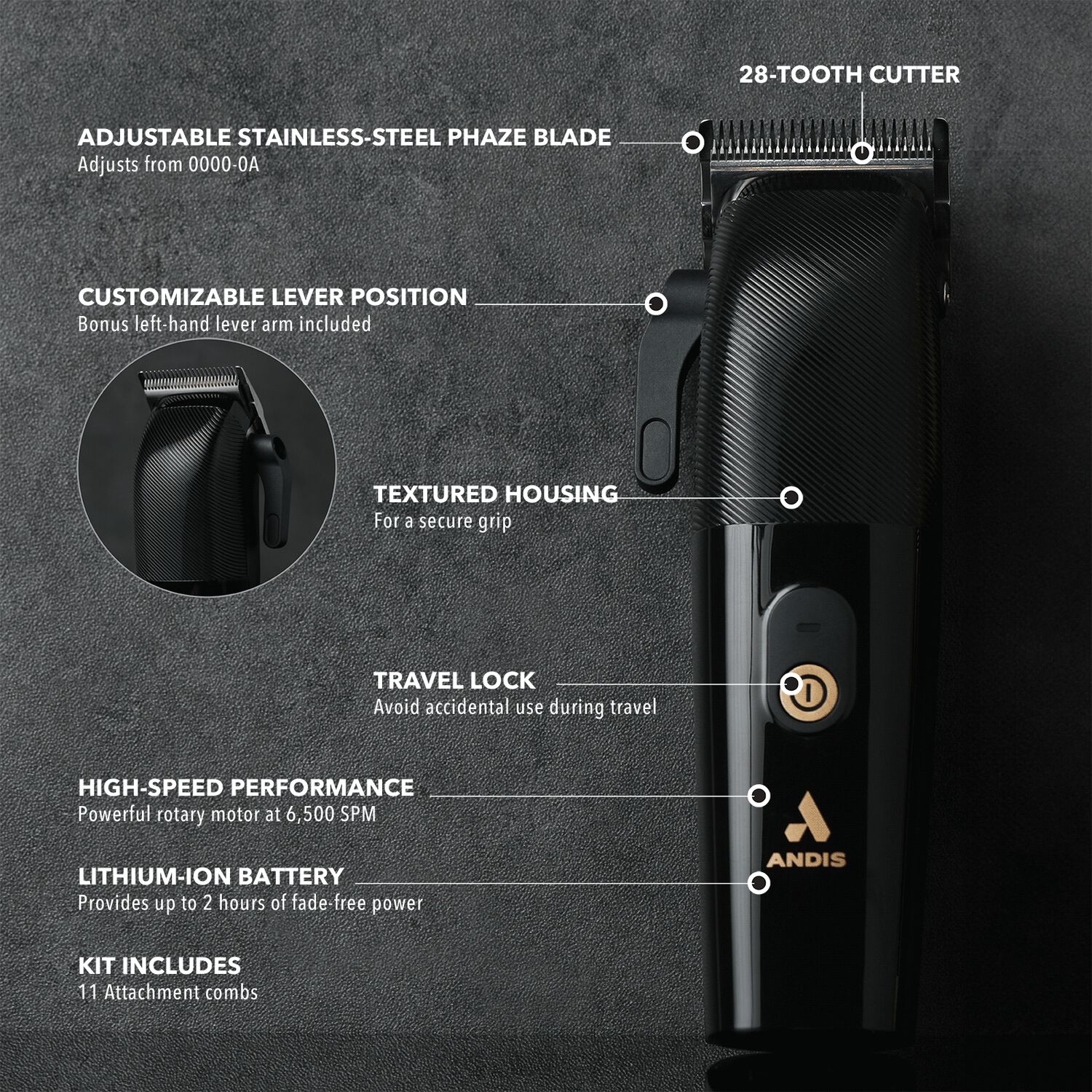 Black Envy II Cord/Cordless Clipper - Andis | CosmoProf