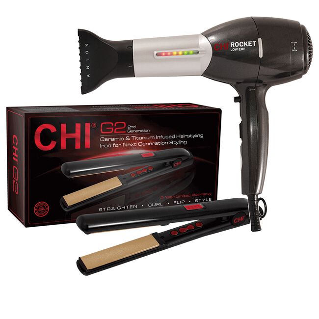 CHI Rocket Hair Dryer with G2 Hairstyling Iron 1 Inch - Farouk | CosmoProf