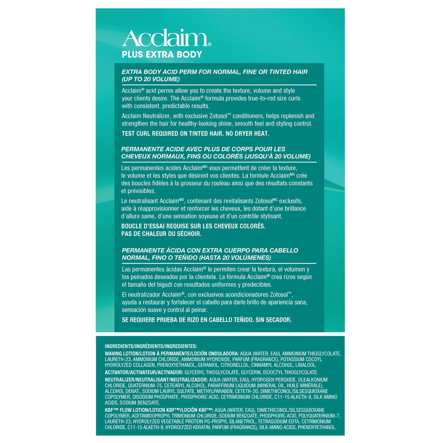 Acclaim Plus Extra Body Acid Perm for Normal, Fine or Tinted Hair ...