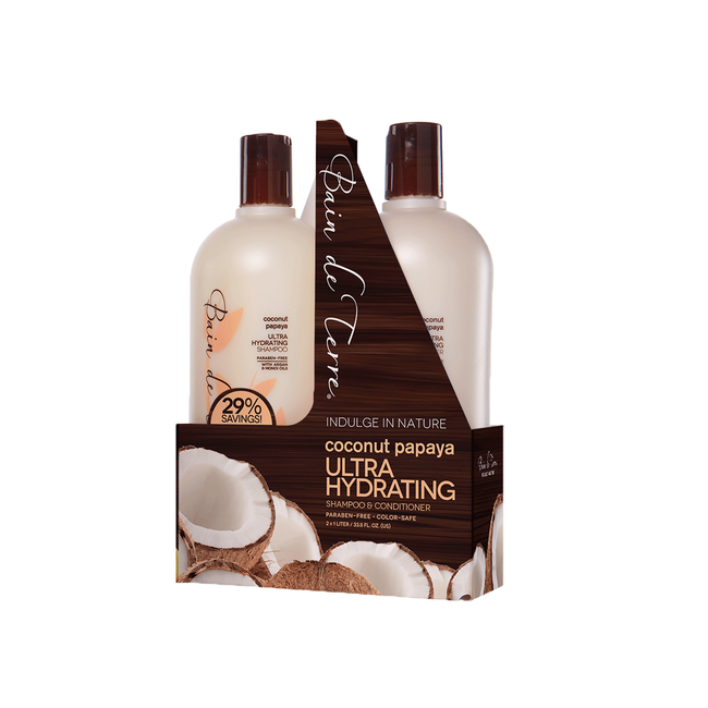 Coconut Papaya Ultra Hydrating Shampoo,Conditioner Liter Duo - Bain de Terre | CosmoProf