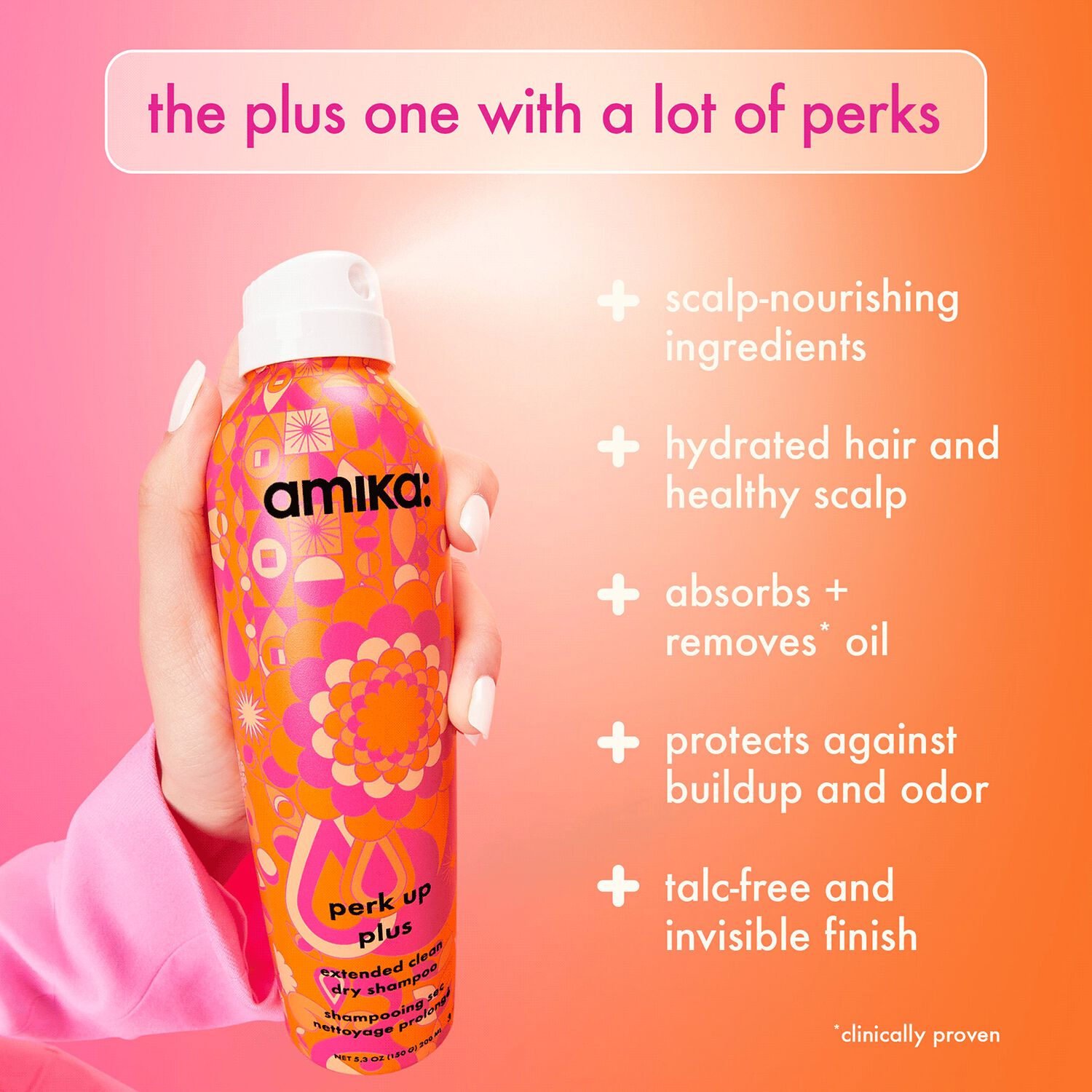 Amika Perk Up Plus Extended Clean Dry Shampoo For Salons