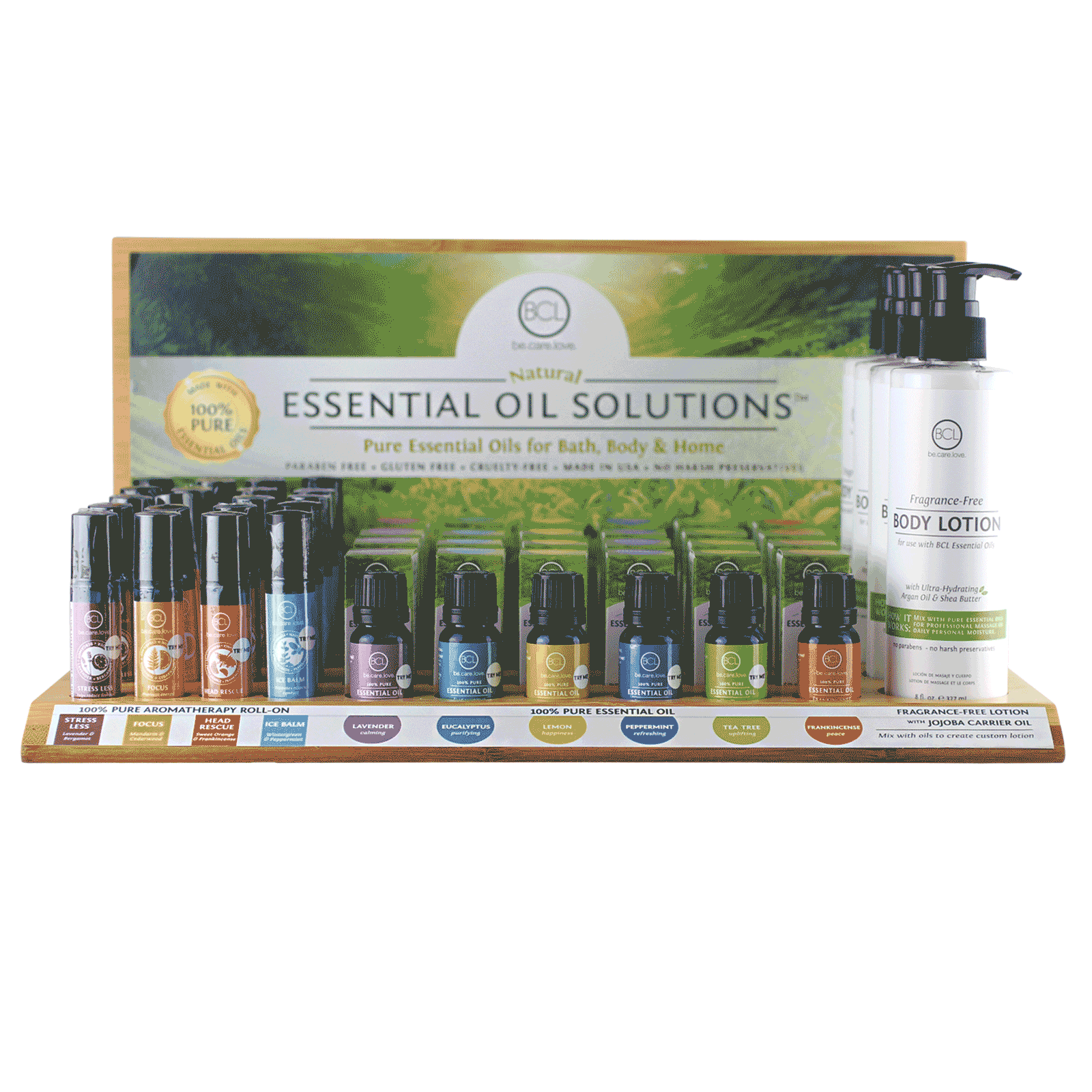Essential Oil Solutions Display - BCL SPA | CosmoProf