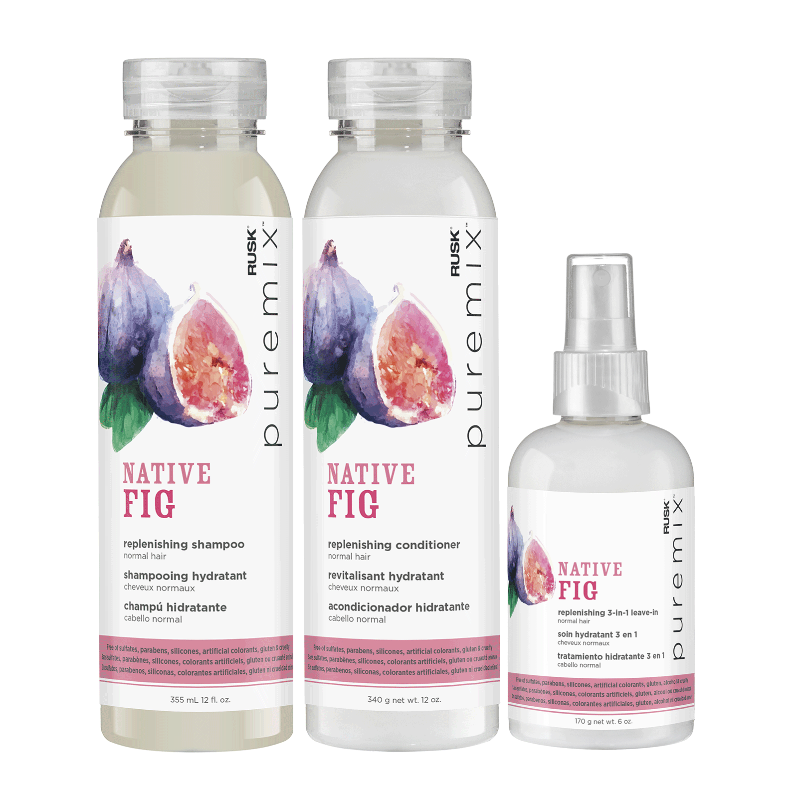 PureMix Native Fig Shampoo, Conditioner, Leave-In Intro - Rusk | CosmoProf
